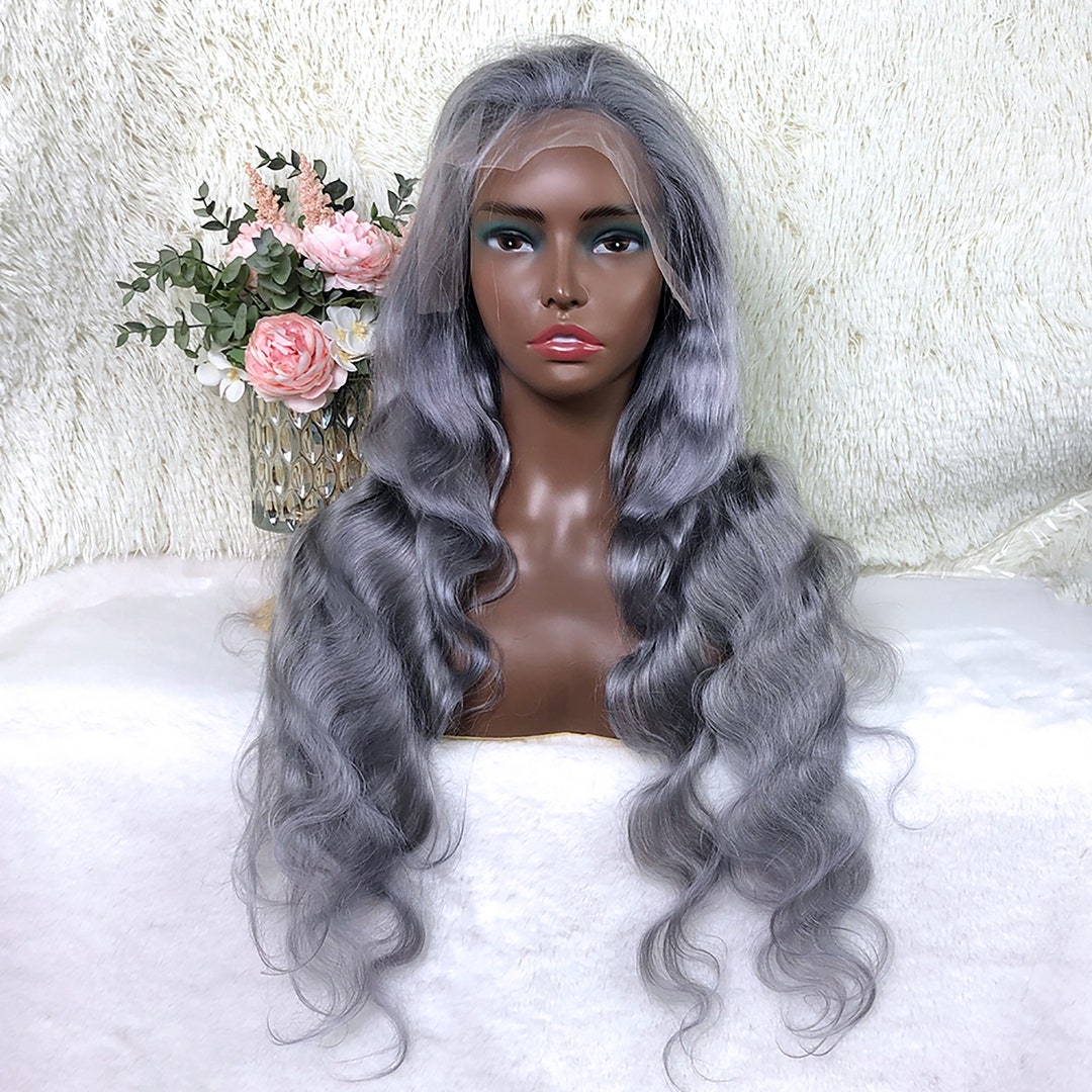 Ready to Ship Siliver Grey/ Silver Long 18 " -30" 100% Human Hair Body ...