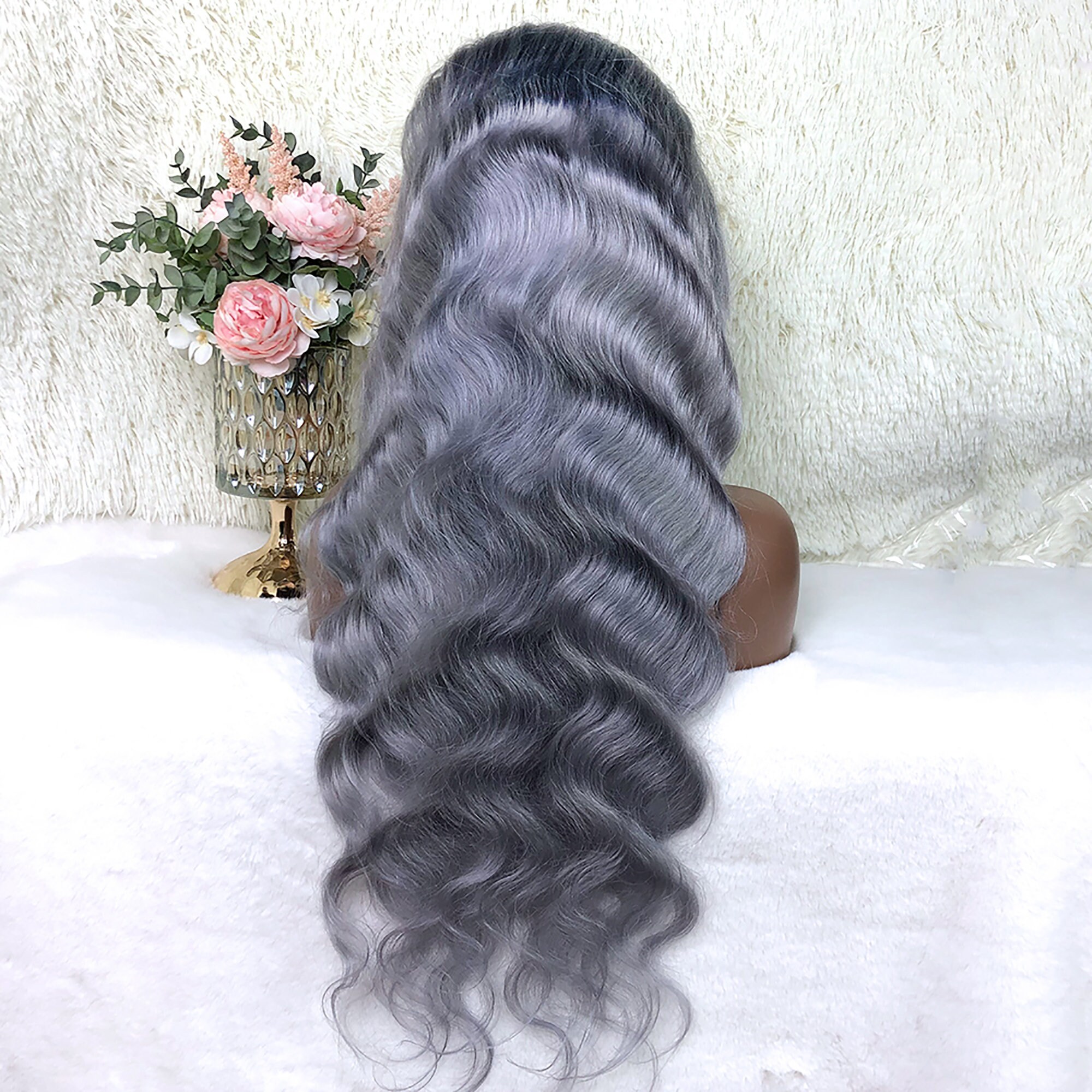 Ready to Ship Siliver Grey/ Silver Long 18 " -30" 100% Human Hair Body ...