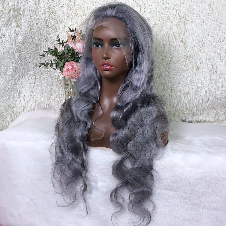 Ready to Ship Siliver Grey/ Silver Long 18 " -30" 100% Human Hair Body ...
