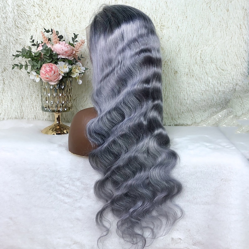 Ready to Ship Siliver Grey/ Silver Long 18 " -30" 100% Human Hair Body ...