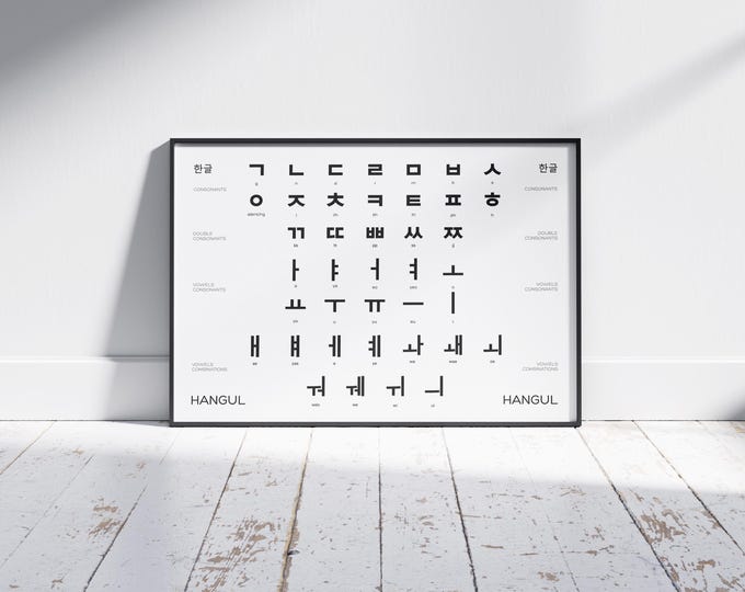 Korean Hangul Alphabet Printable Downloads- Hangul Chart- Hangul Study ...