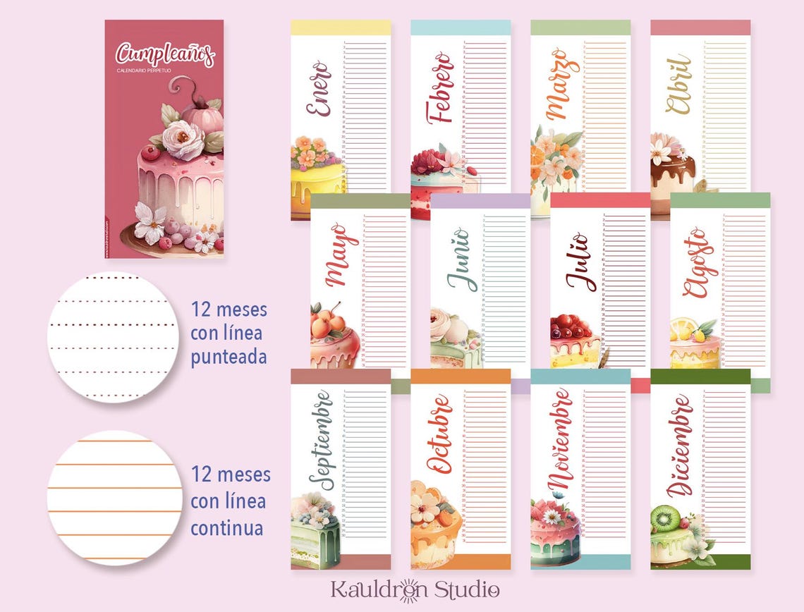 Calendario Perpetuo Cumpleaños en Español - Etsy