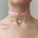 Pink Ribbon Chain Choker - Etsy