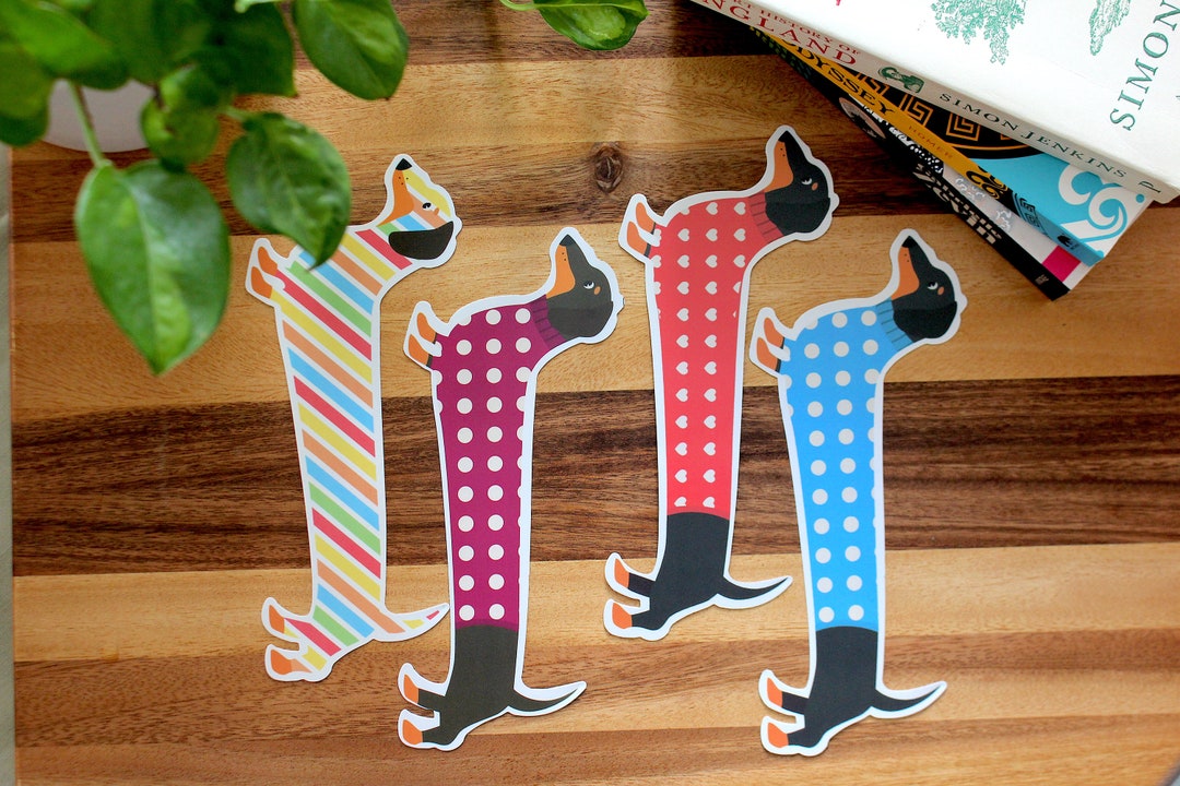 Dachshund Puppy Themed Double Sided Plastic Frosted Bookmark Durable ...