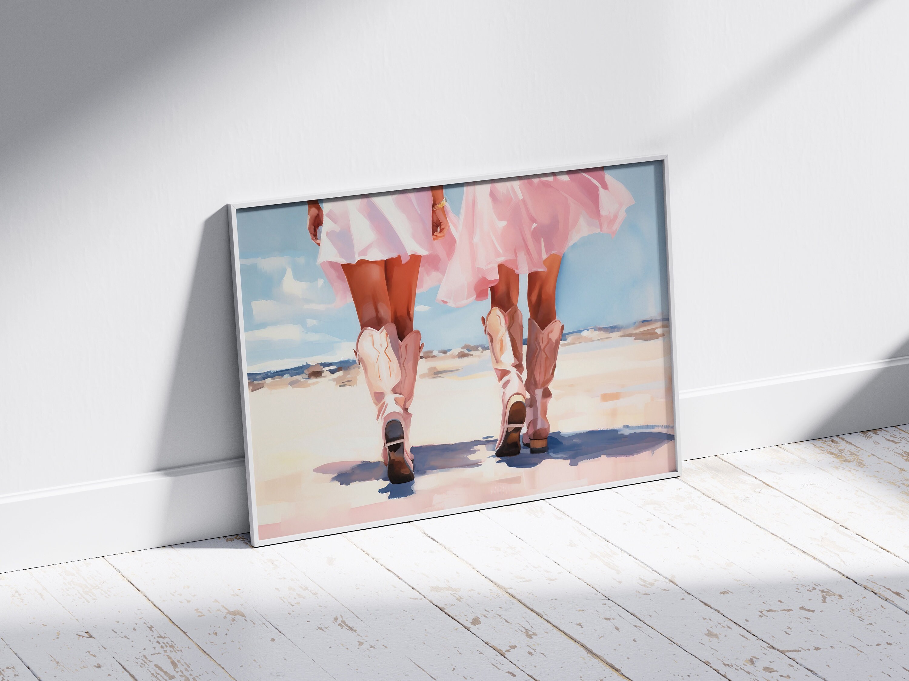 Coastal Cowgirl Printable Poster Print, Cowgirl Boots Beachy Poster ...
