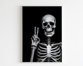 Skeleton Peace Sign Halloween Poster Best Gift for Halloween Fall ...