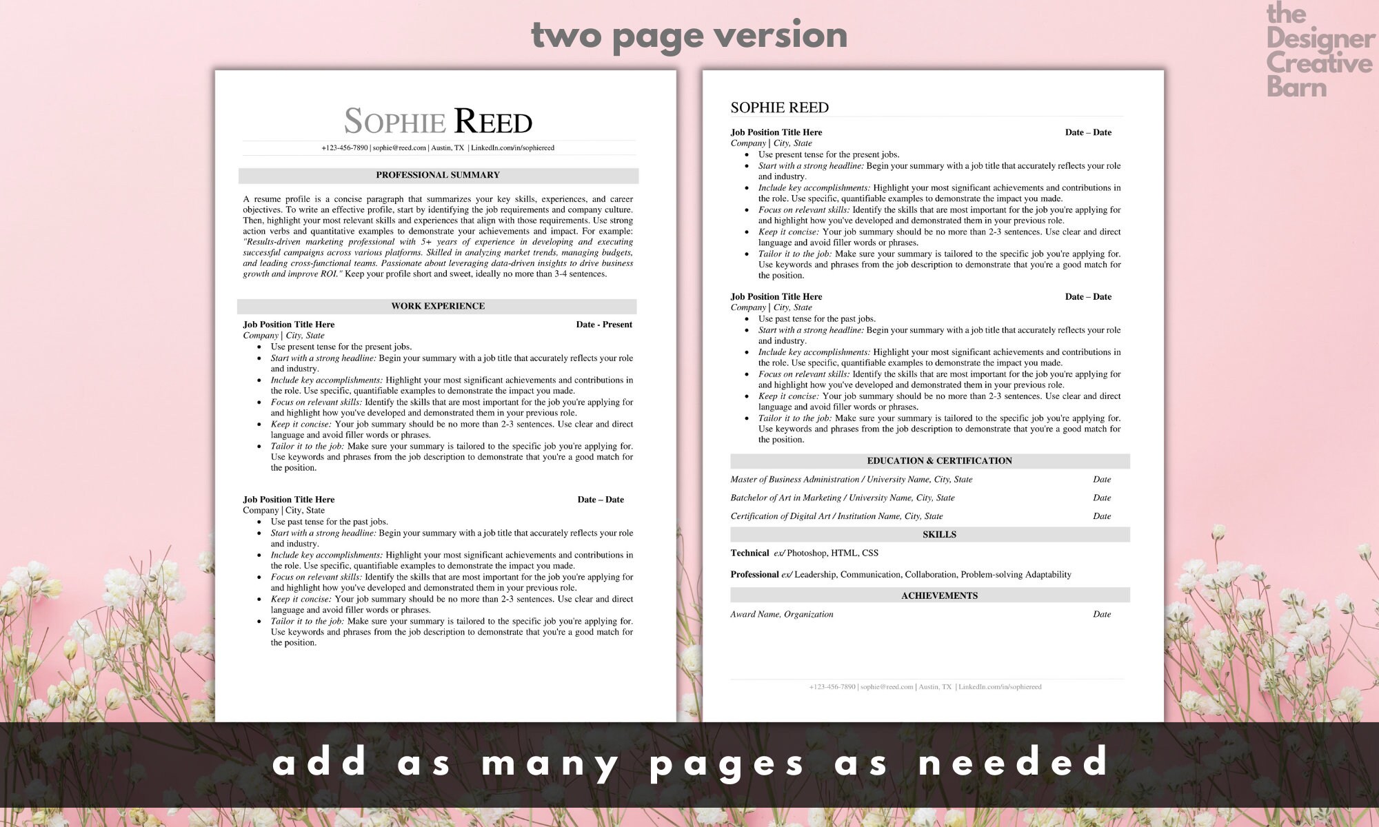 ATS Compatible Resume Template for Google Docs, and Word, ATS ...