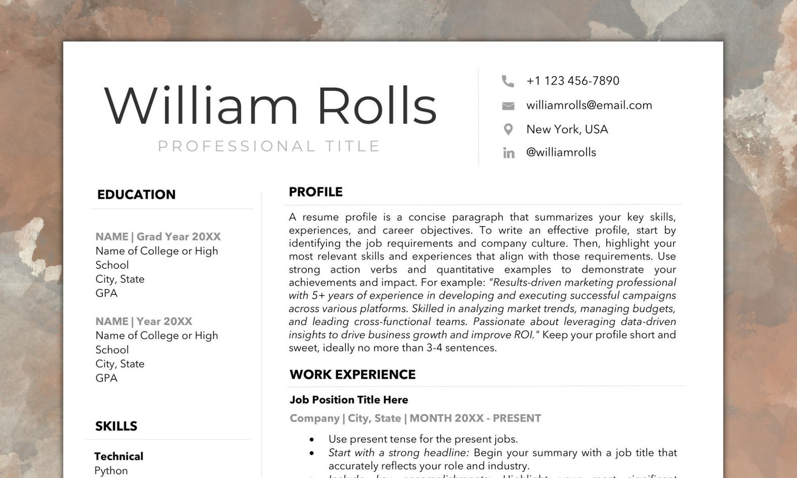 Modern Executive Resume Template. Professional CV Template With Clean ...