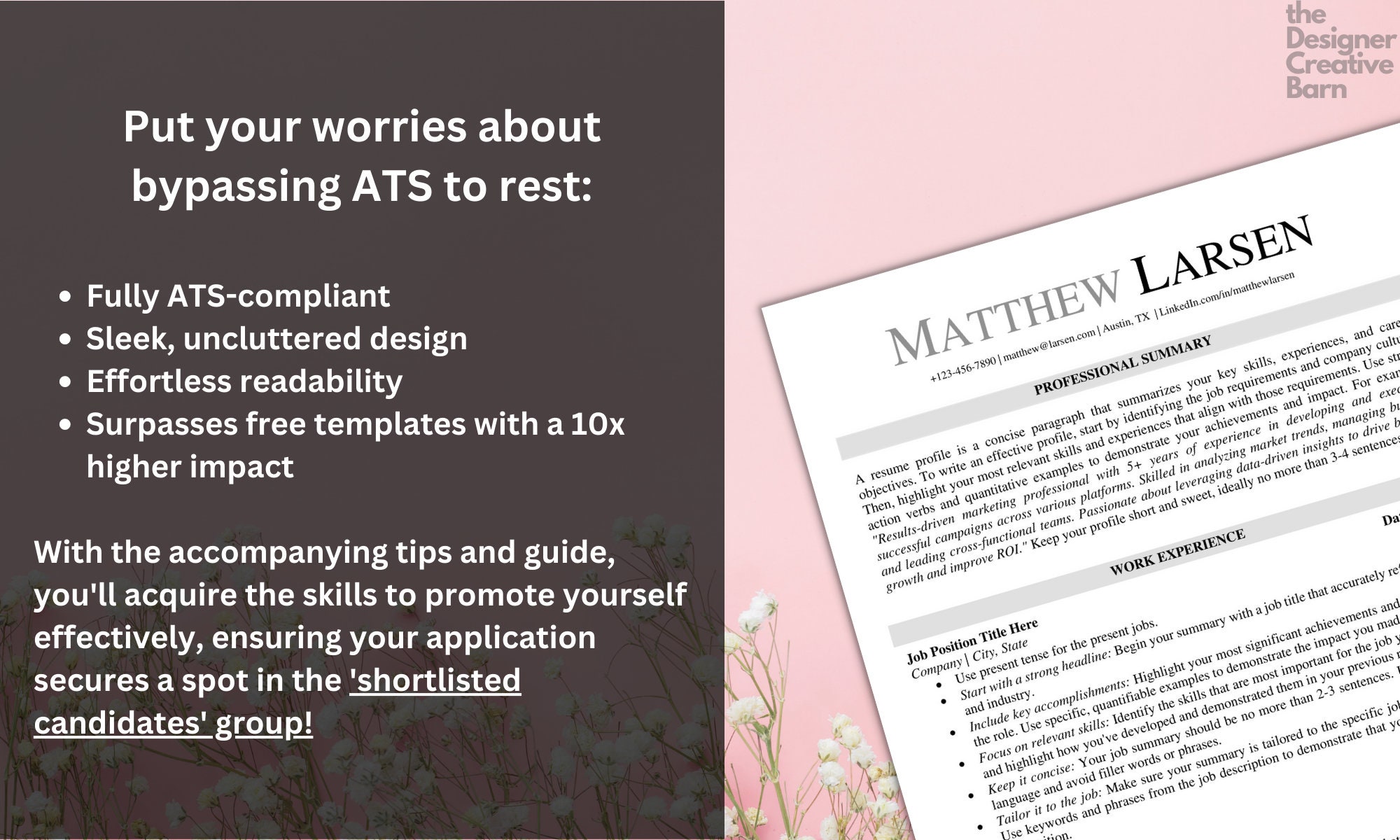 ATS Compatible Resume Template for Google Docs, Word, and Apple Pages ...
