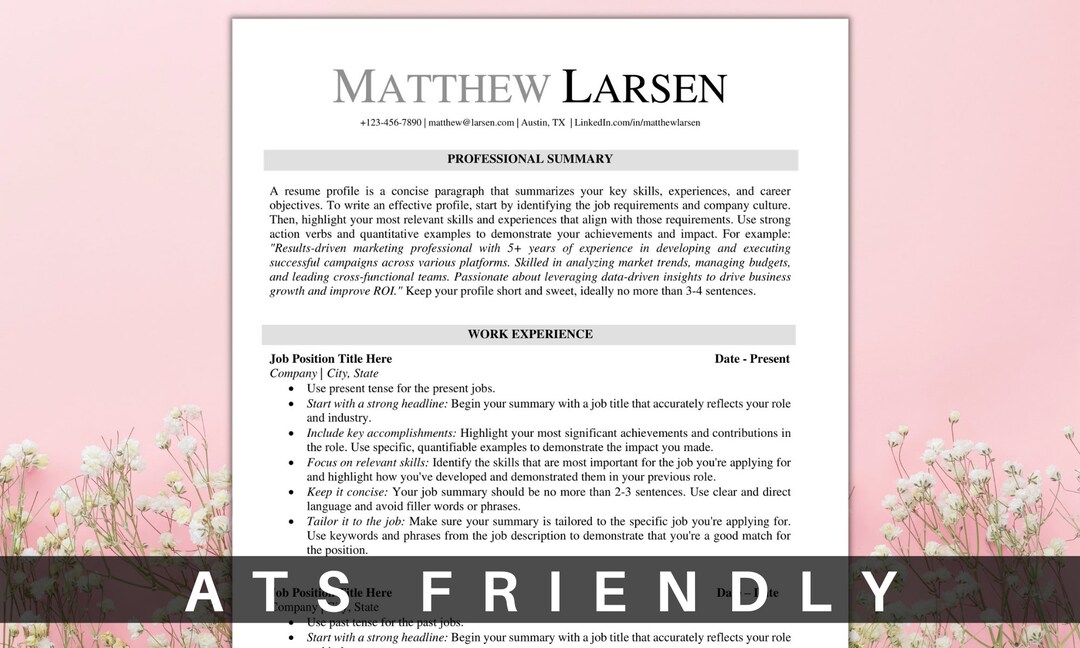 ATS Compatible Resume Template for Google Docs, Word, and Apple Pages ...