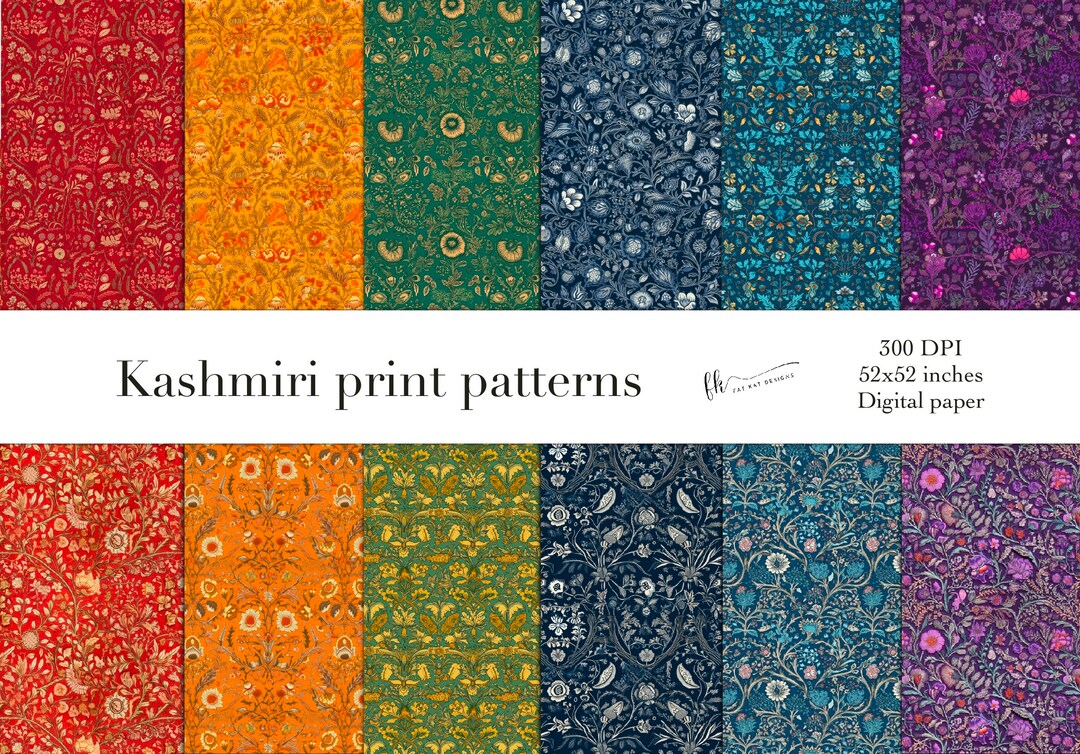 Kashmir Inspired Seamless Digital Patterns, Kashmiri Handicrafts ...