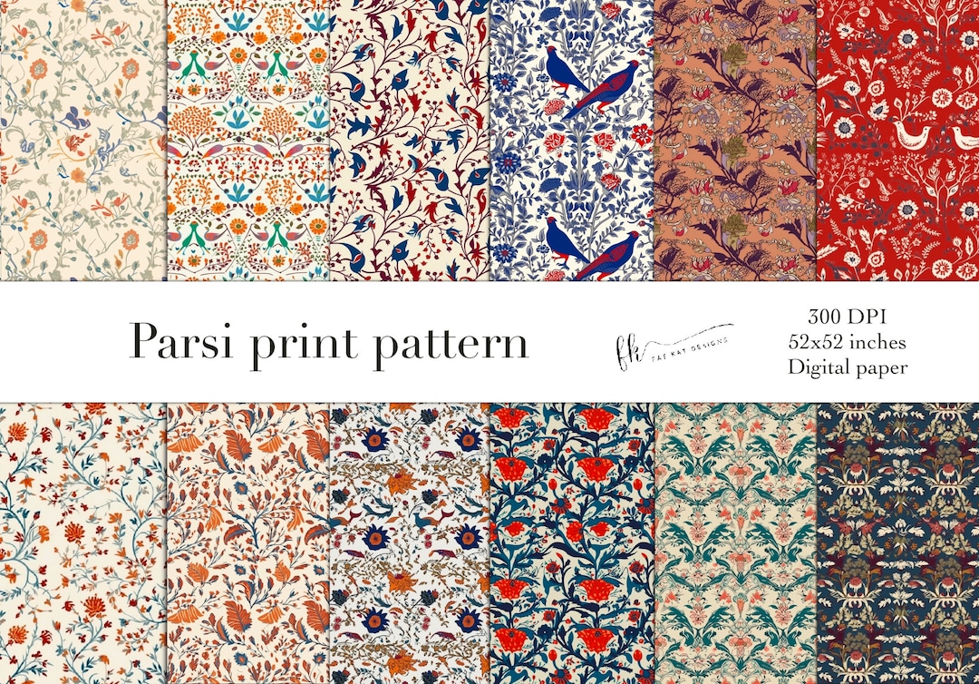Parsi Print Seamless Patterns, Indian Culture Inspired Printable Design ...