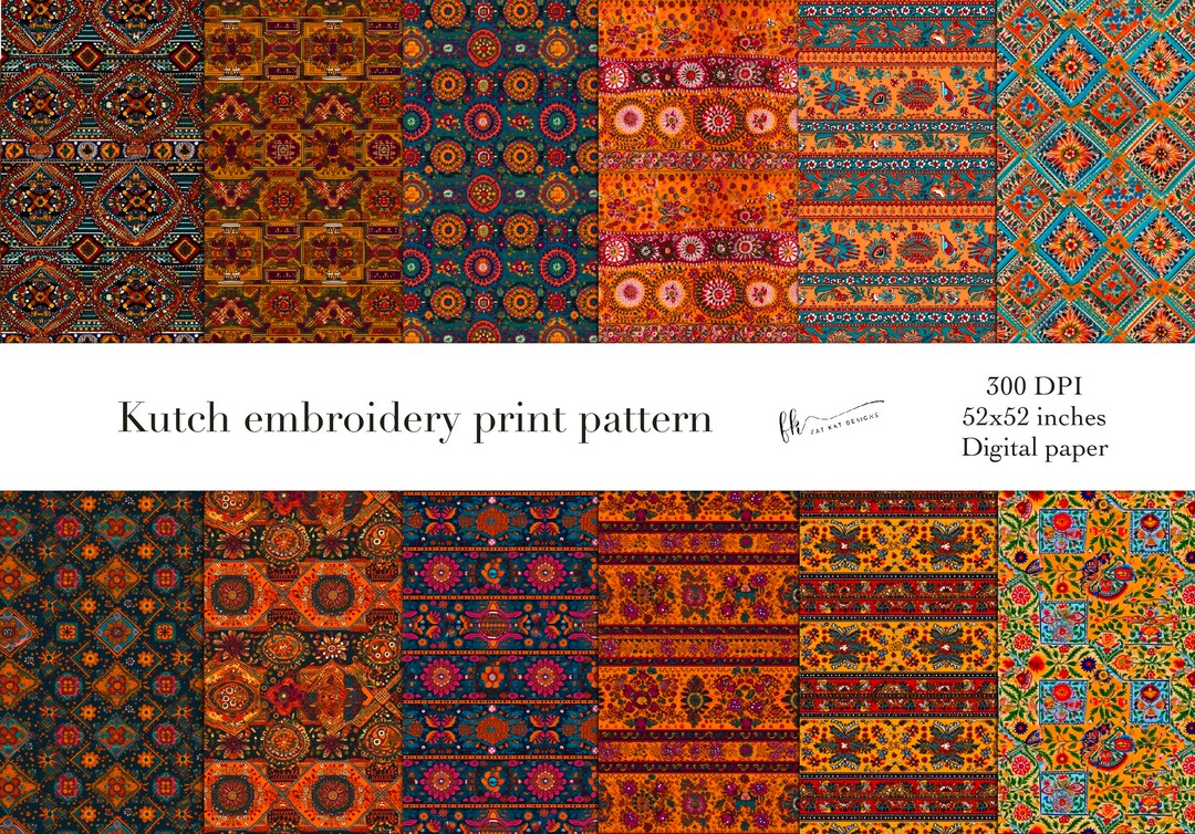 Kutch Print Seamless Patterns, Indian Culture Inspired Printable Design ...
