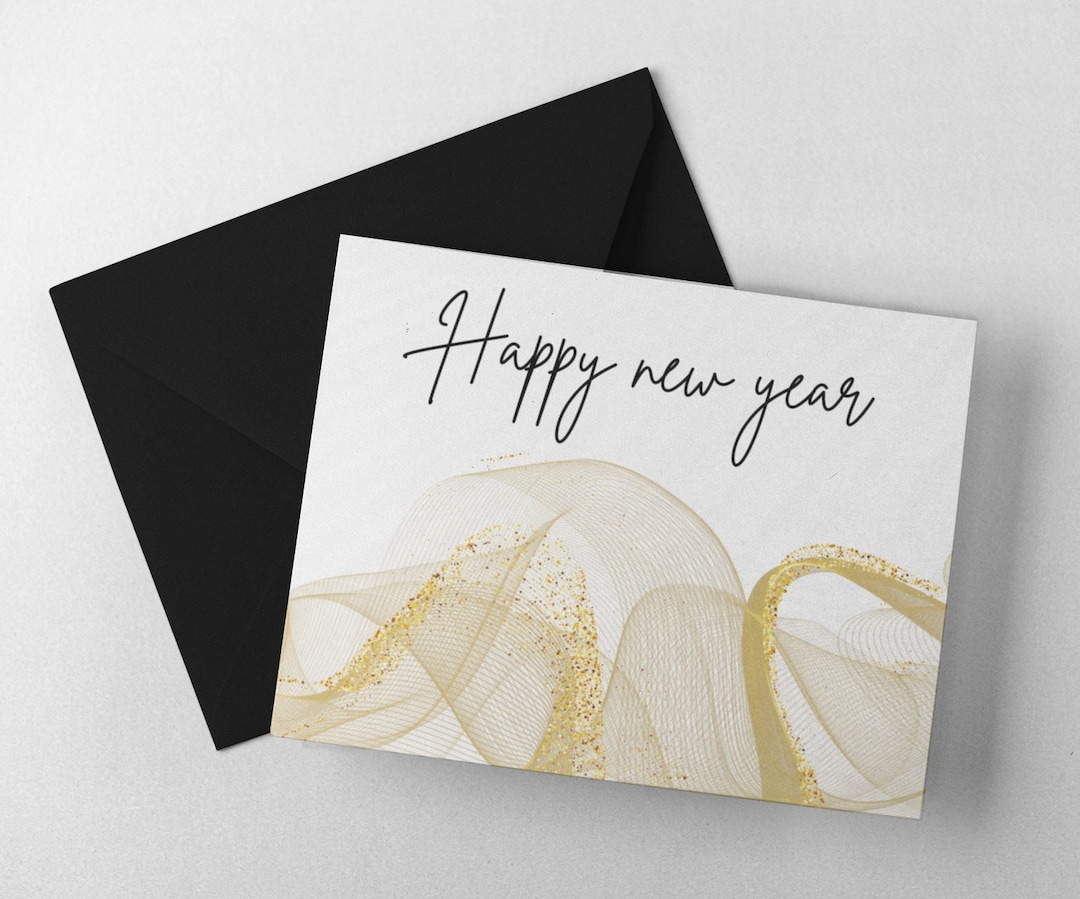 Happy New Year Postcard for Gift Card New Year Poster Printable Digital ...