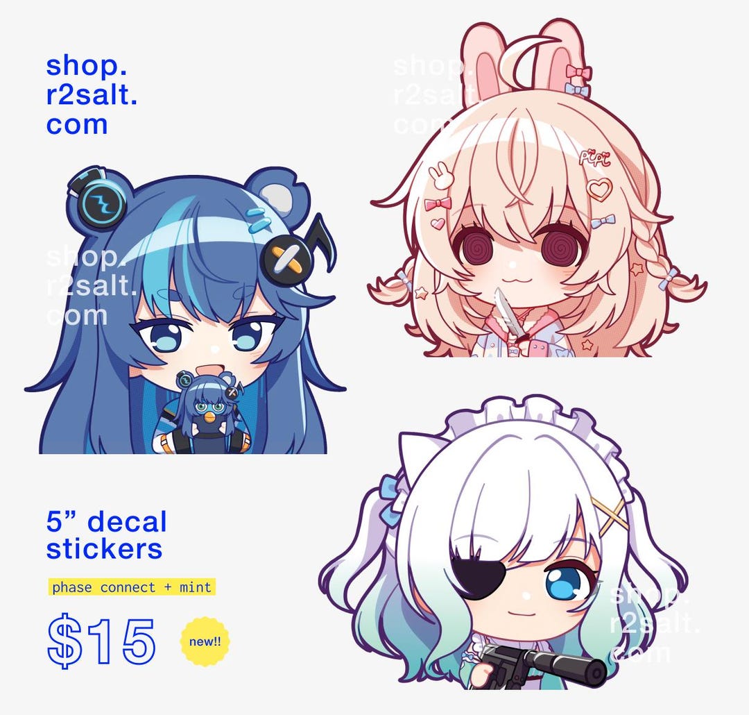 Maid Mint Fantome Pipkin Pippa Fujikura Uruka 5 Decal Stickers Indie ...