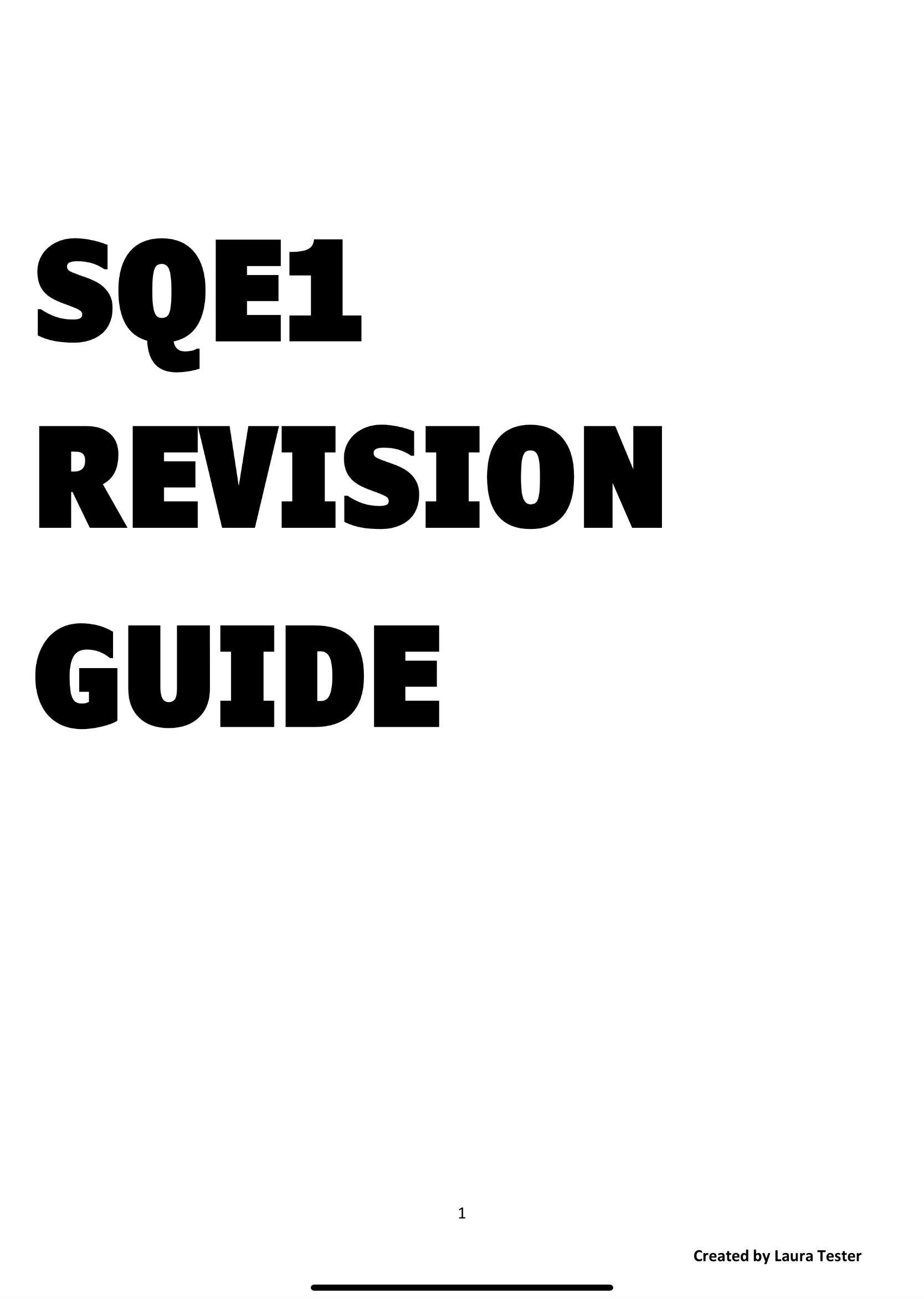 SQE1 Revision Notes the Ultimate Revision Guide to Study for FLK1 and ...