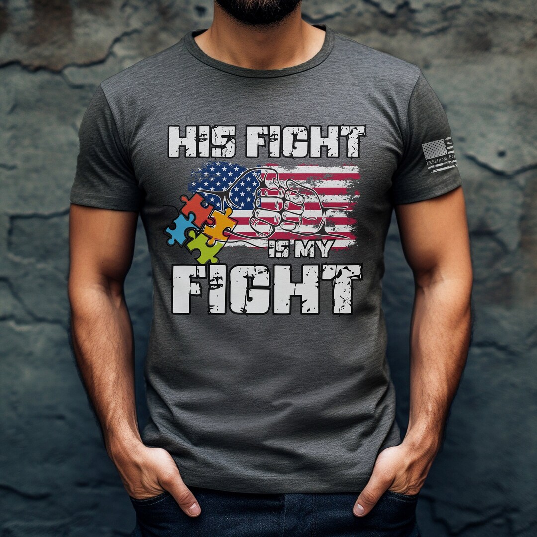 American Flag Fist Bump Autism Dad Shirt, Autistic Awareness Shirt for ...