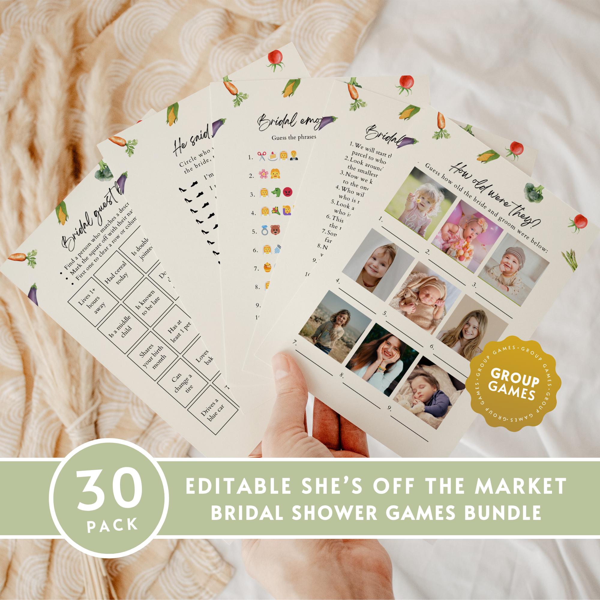 Farmer Market Bridal Shower Game BUNDLE, Editable Shes off the Market ...