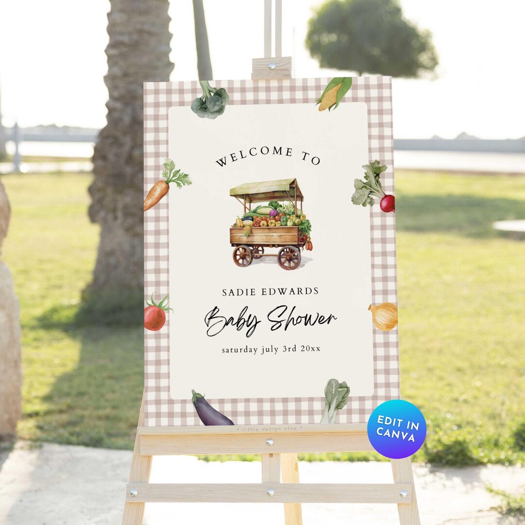 Locally Grown Baby Shower Welcome Sign, Farmer Market Baby Shower ...