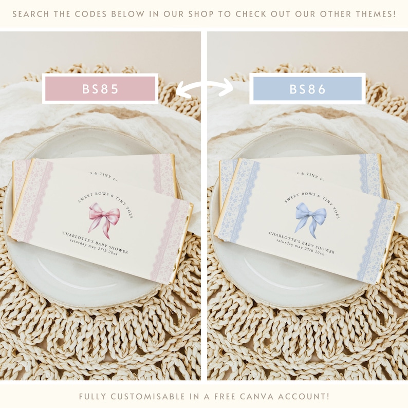 Blue Bow Baby Shower Chocolate Bar Wrapper, Blue Ribbon Coquette Baby ...