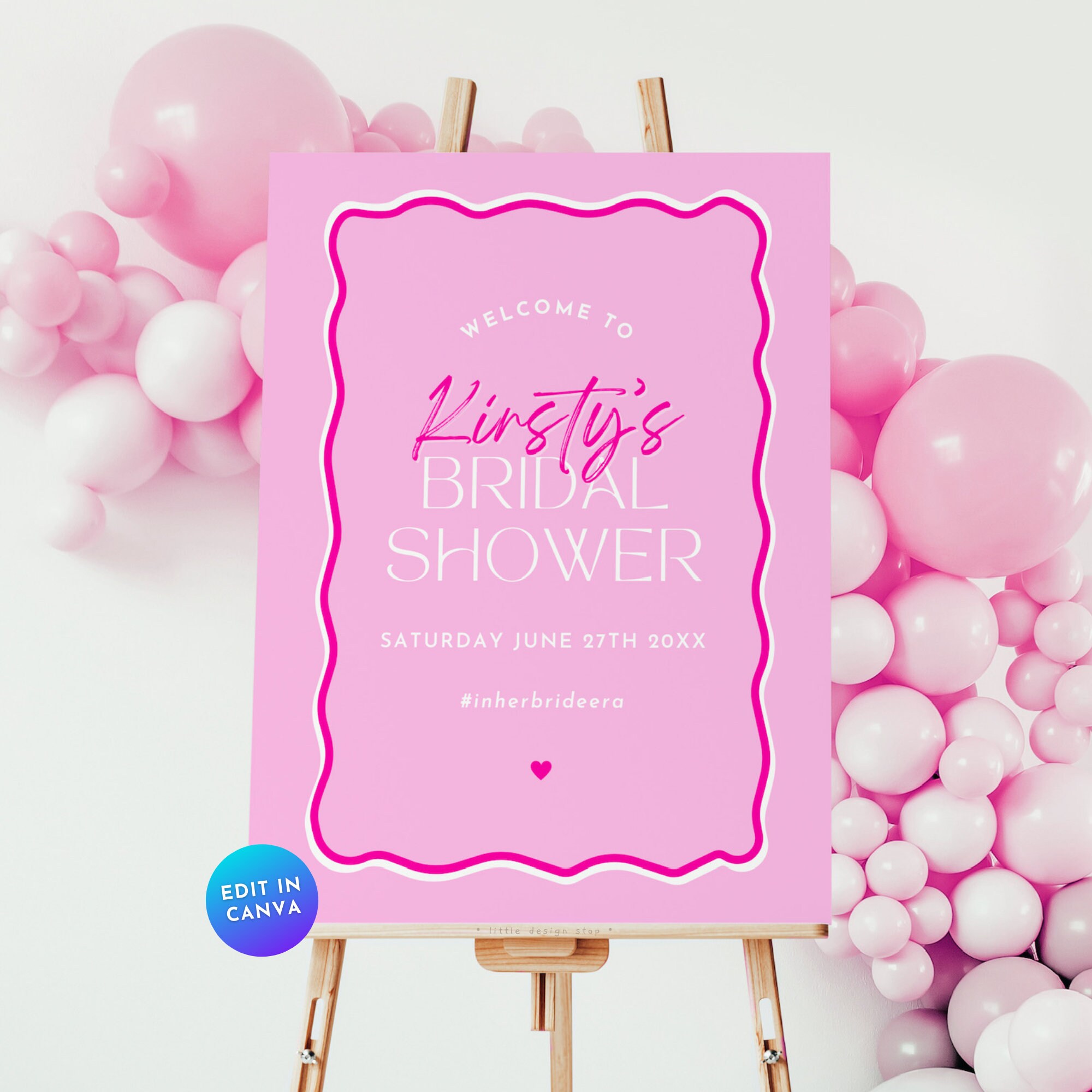 Pink Retro Welcome Sign Bridal Shower, Disco 70s Bachelorette Hens ...