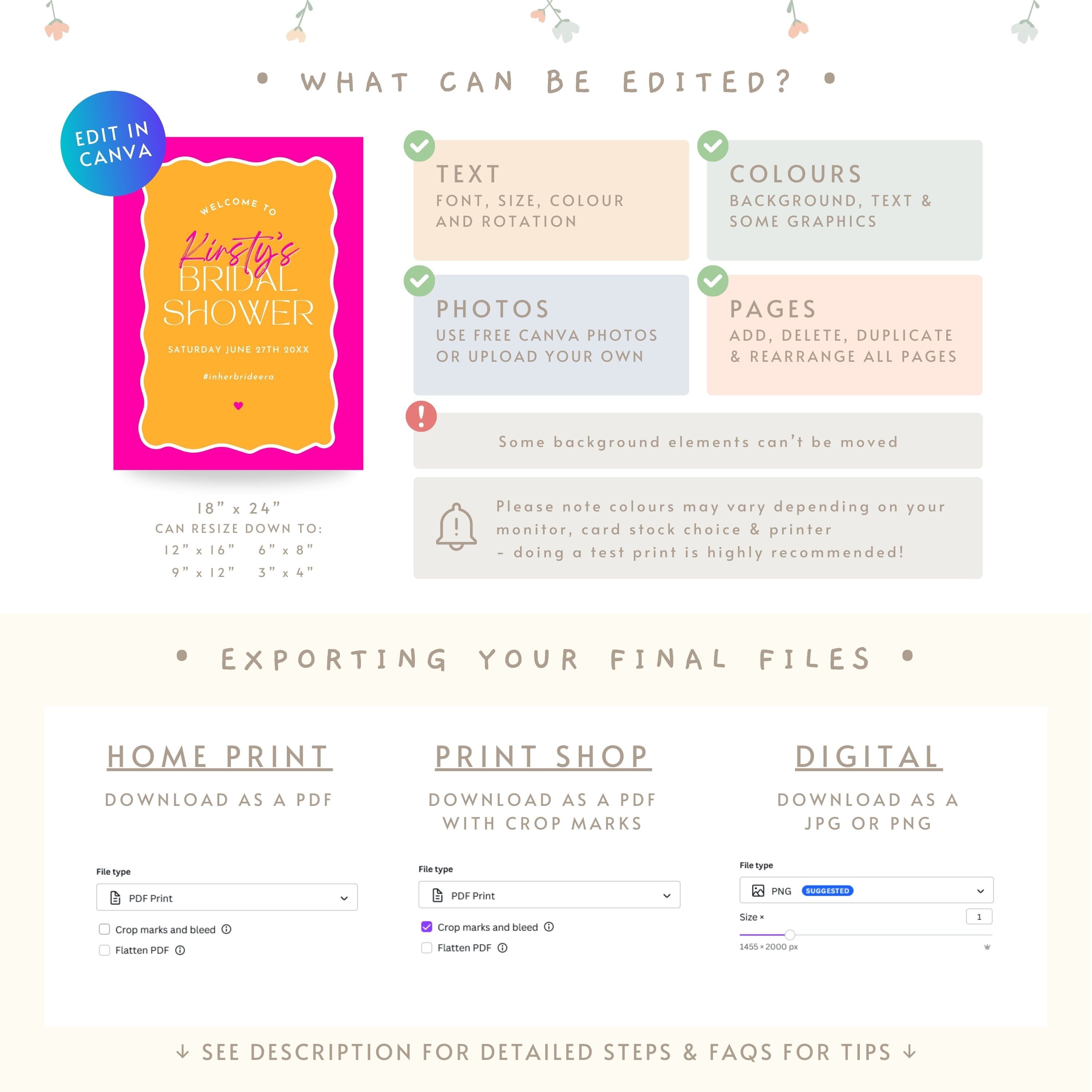 Pink Orange Welcome Sign Bridal Shower, Hot Pink Retro Bachelorette ...