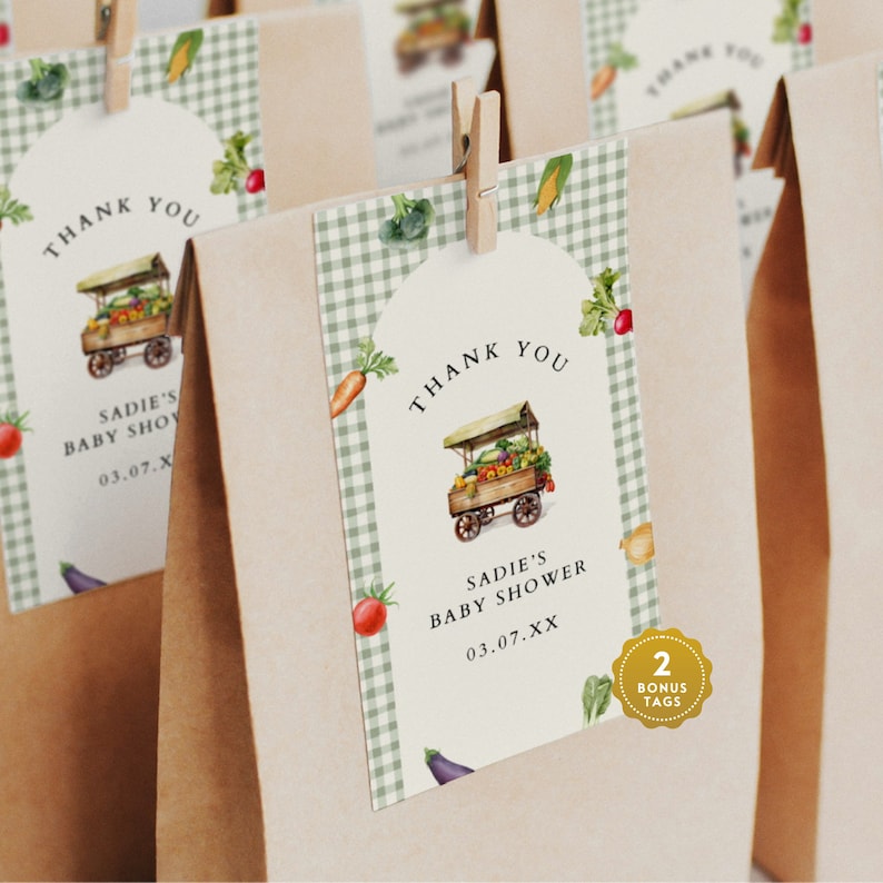 Farmers Market Baby Shower Favor Tag Label, Locally Grown With Love ...