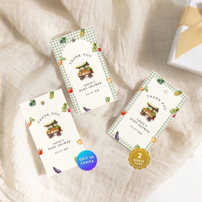 Farmers Market Baby Shower Favor Tag Label, Locally Grown With Love ...