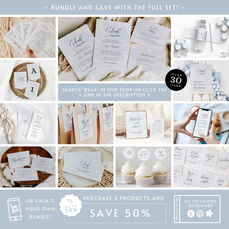 Cloud Nine Baby Shower Water Bottle Label, Editable Cloud 9 Bottle ...