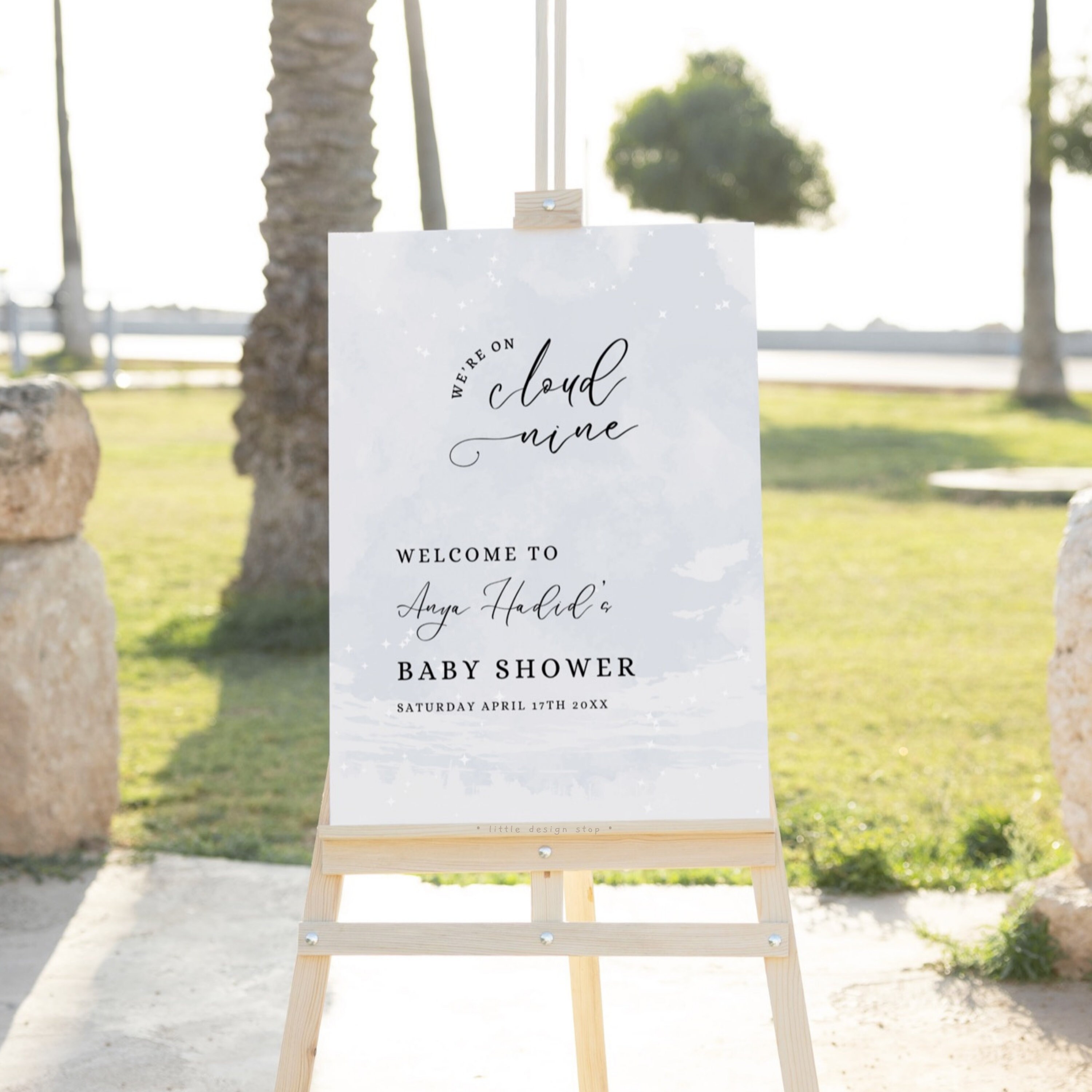 On Cloud Nine Welcome Sign Baby Shower, Minimalist Editable on Cloud 9 ...