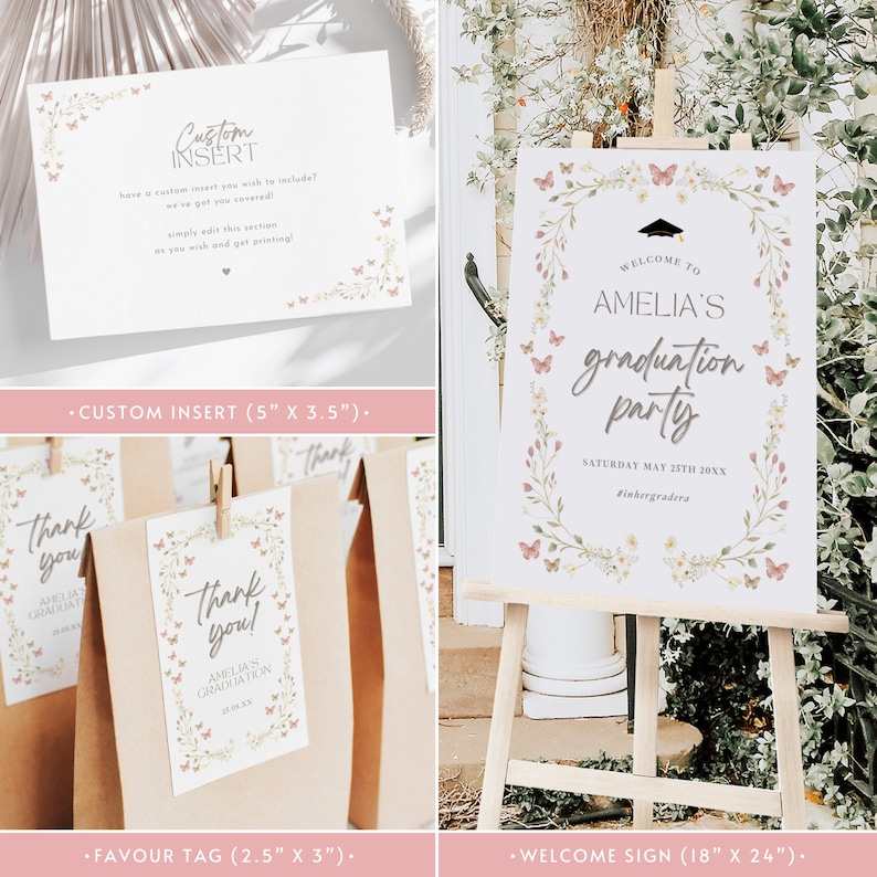 Wildflower Boho Graduation Bundle, Photo Pink Butterfly Graduate ...