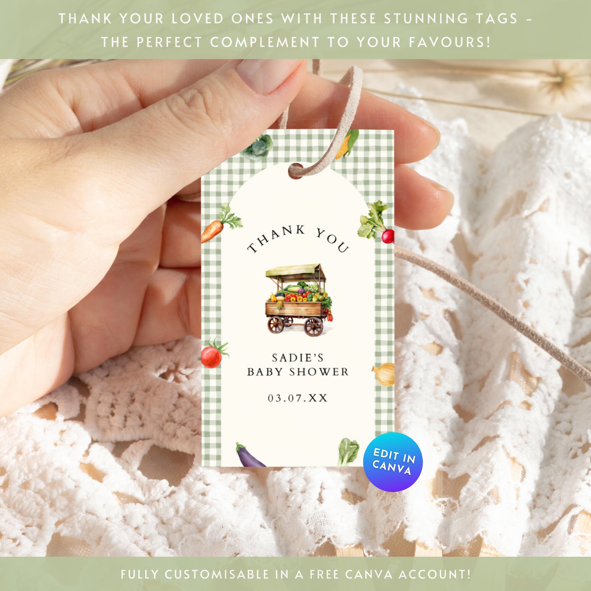 Farmers Market Baby Shower Favor Tag Label, Locally Grown With Love ...
