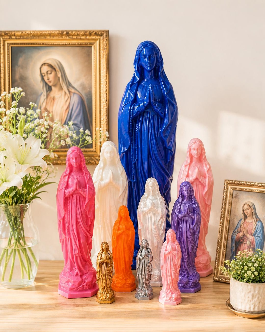 Cadeau Baptême Communion Personnalisé — Statue Vierge Marie Pop Art 3D ...