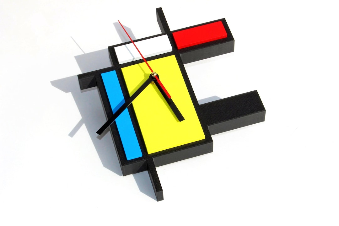 Horloge murale inspiration Piet Mondrian mécanisme silencieux - Etsy France