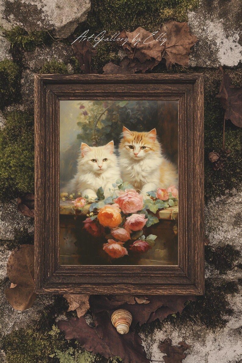 Victorian Cat Art Printable Vintage Feline Oil Painting Digital ...