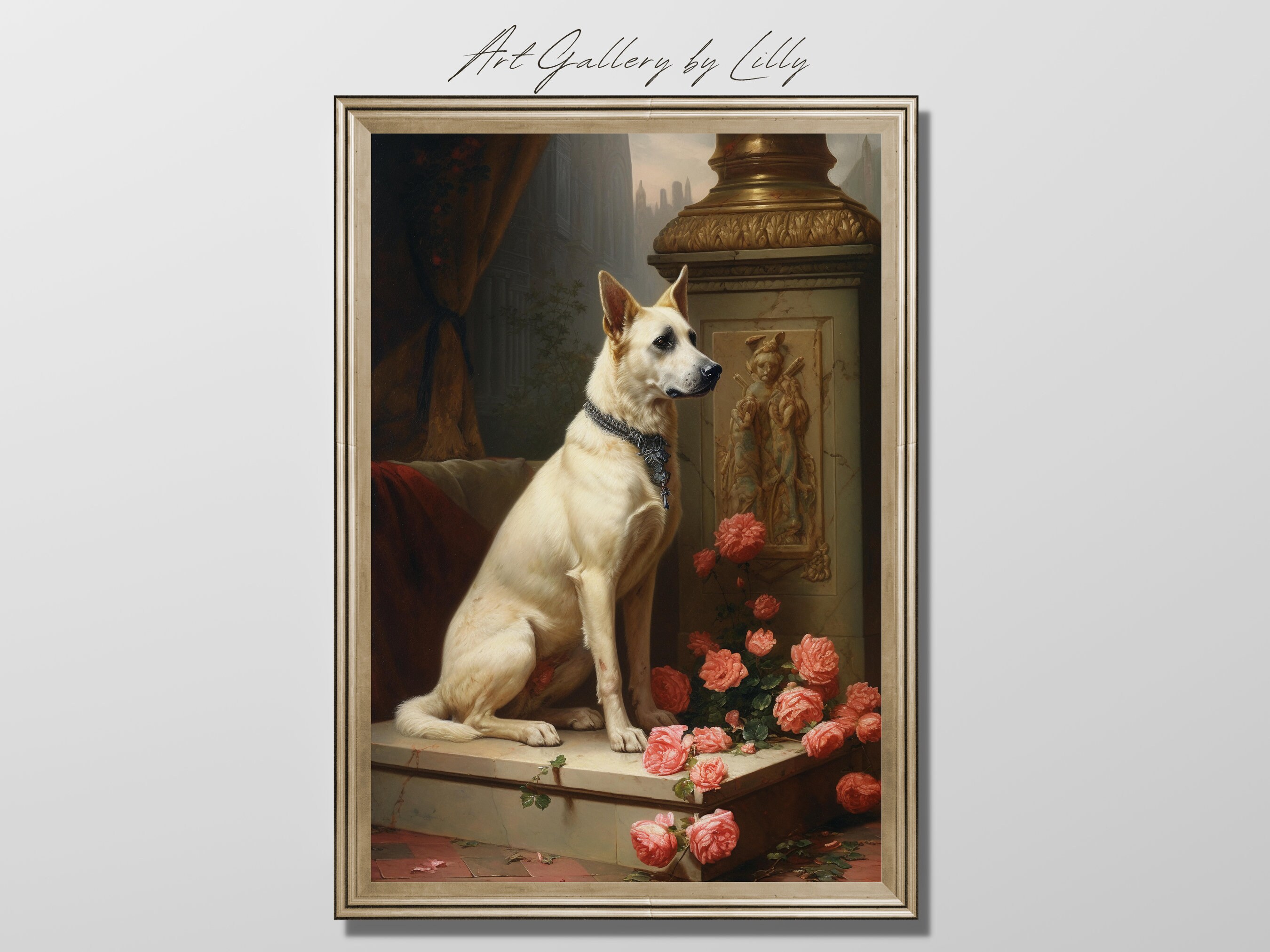 Victorian Dog Printable Elegant Canine Artwork Vintage Pet Portrait ...