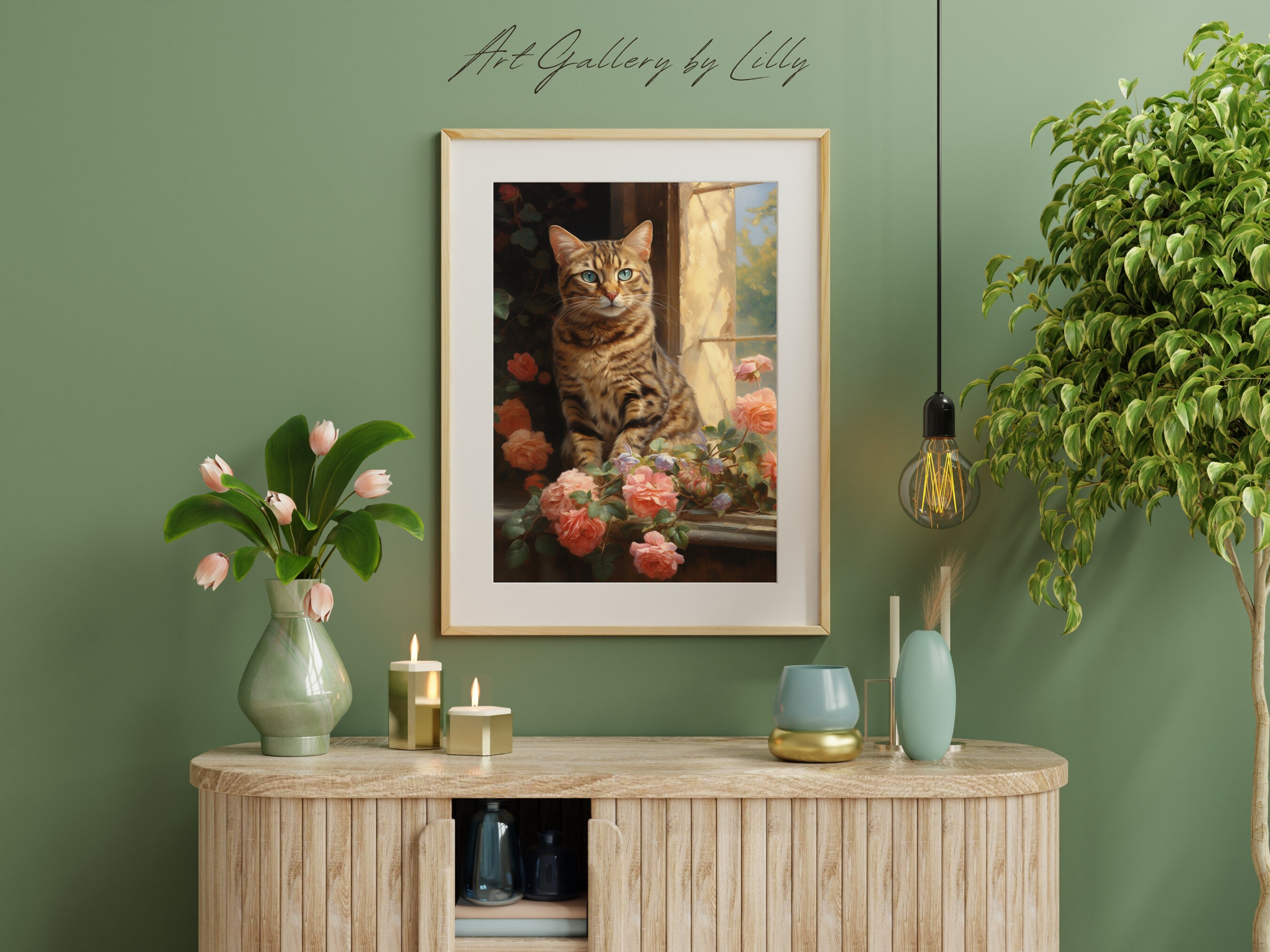 Victorian Cat Art Printable, Vintage Feline Oil Painting, Elegant Cat ...