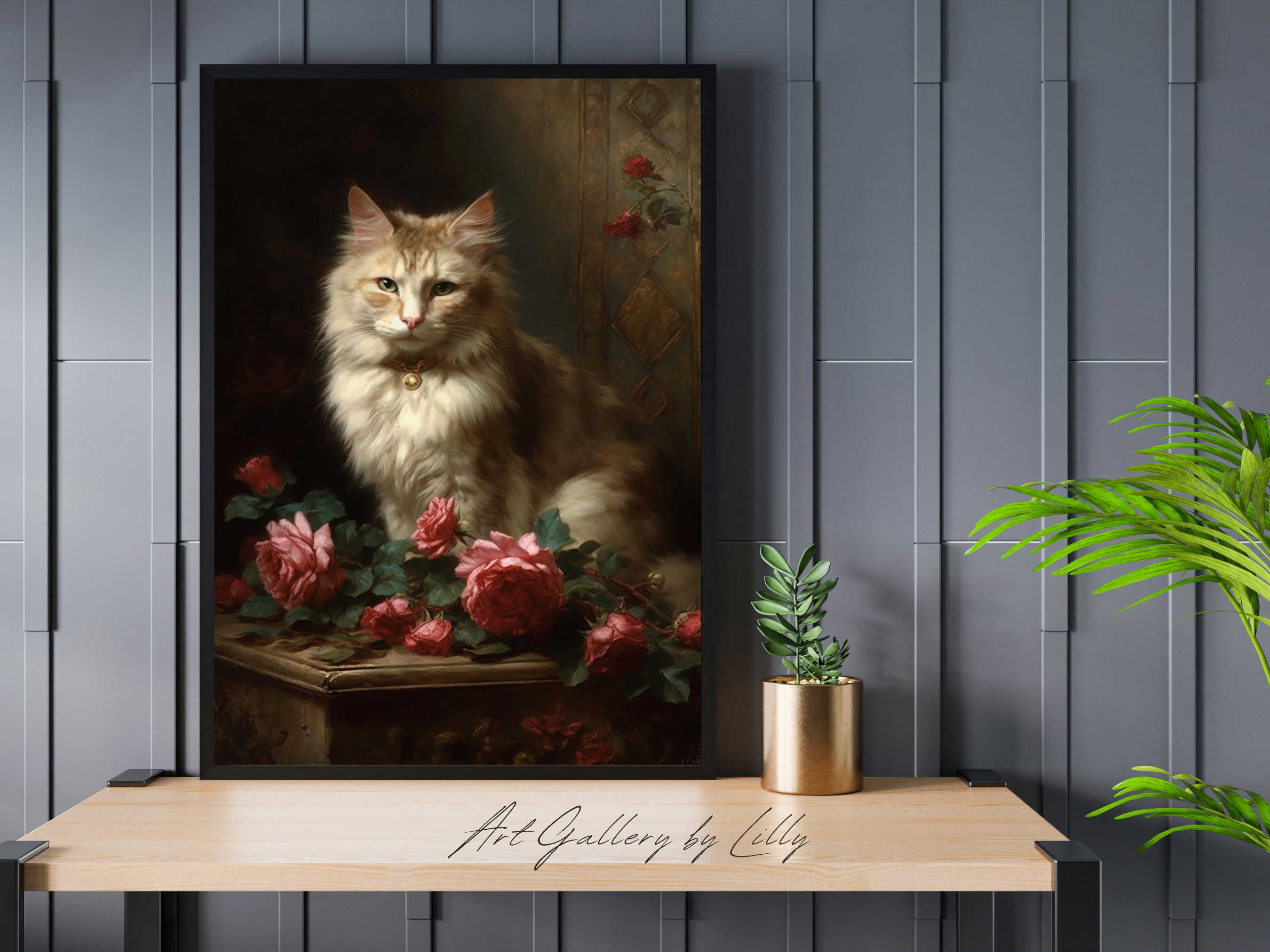 Victorian Cat Painting, Victorian Wall Art, Vintage Cat Print Art ...