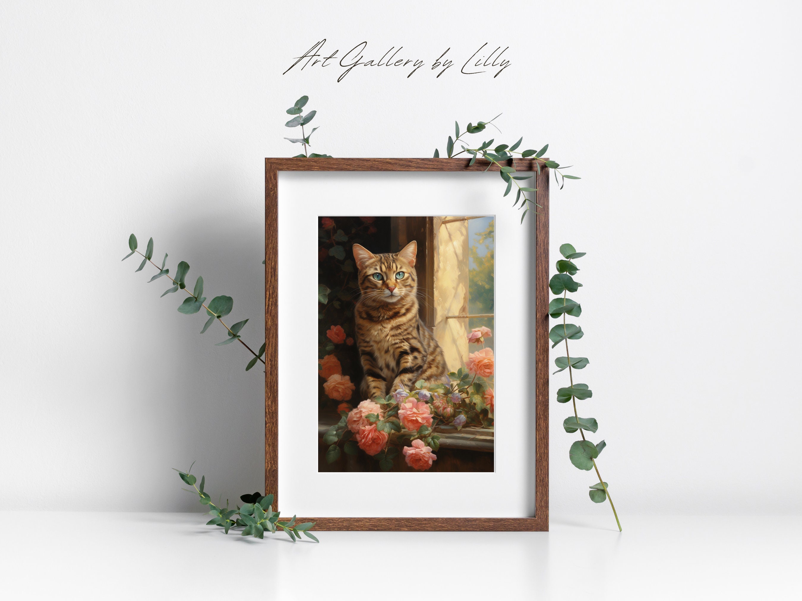 Victorian Cat Art Printable, Vintage Feline Oil Painting, Elegant Cat ...