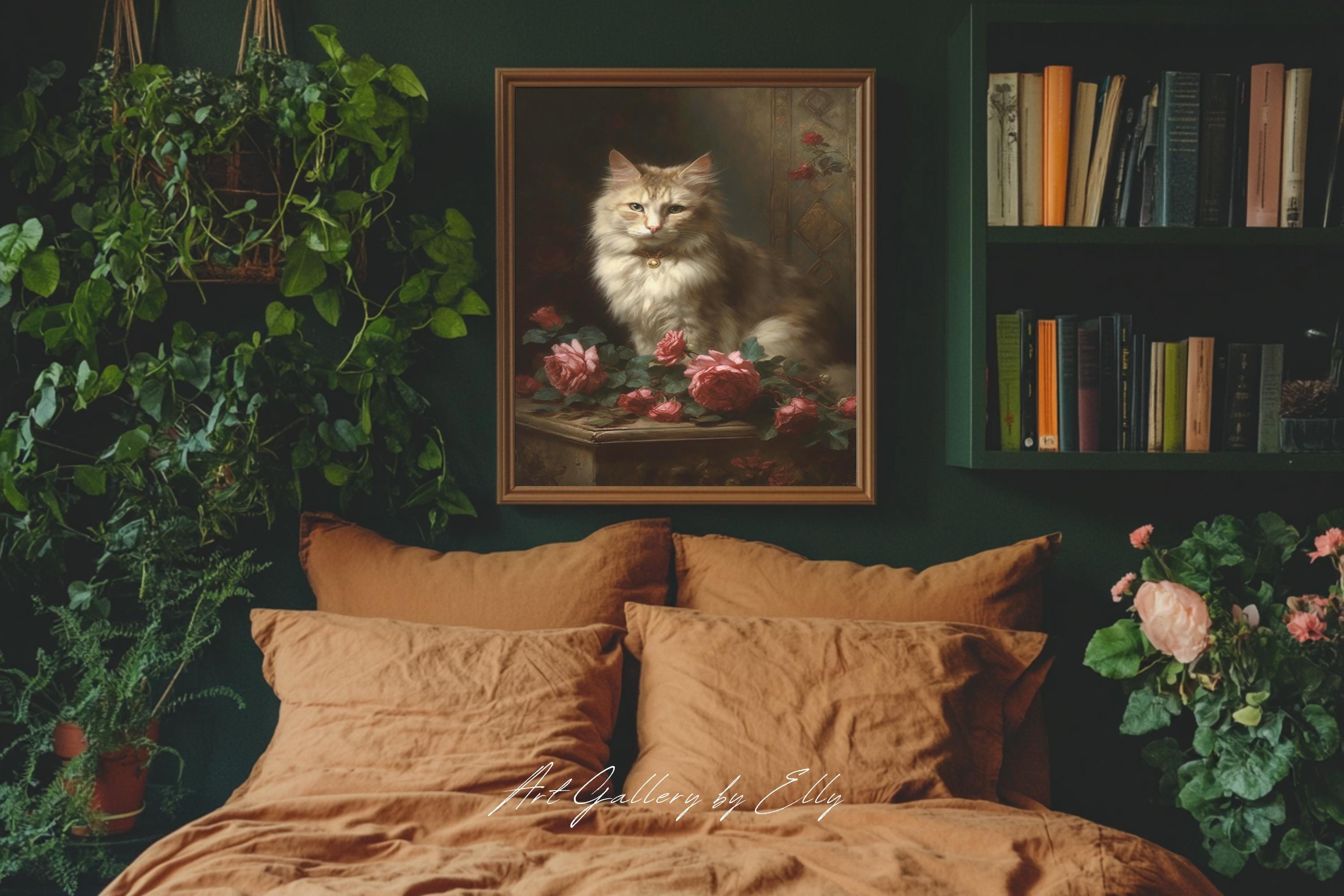 Victorian Cat Painting, Victorian Wall Art, Vintage Cat Print Art ...