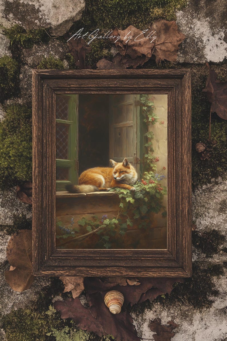 Vintage Cottagecore Fox Art, Rustic Woodland Printable, Forest Animal ...