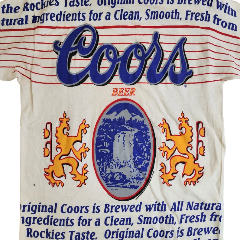 Vintage COORS DEADSTOCK T-shirt L Front and Back AOP - Beer Logo Script ...