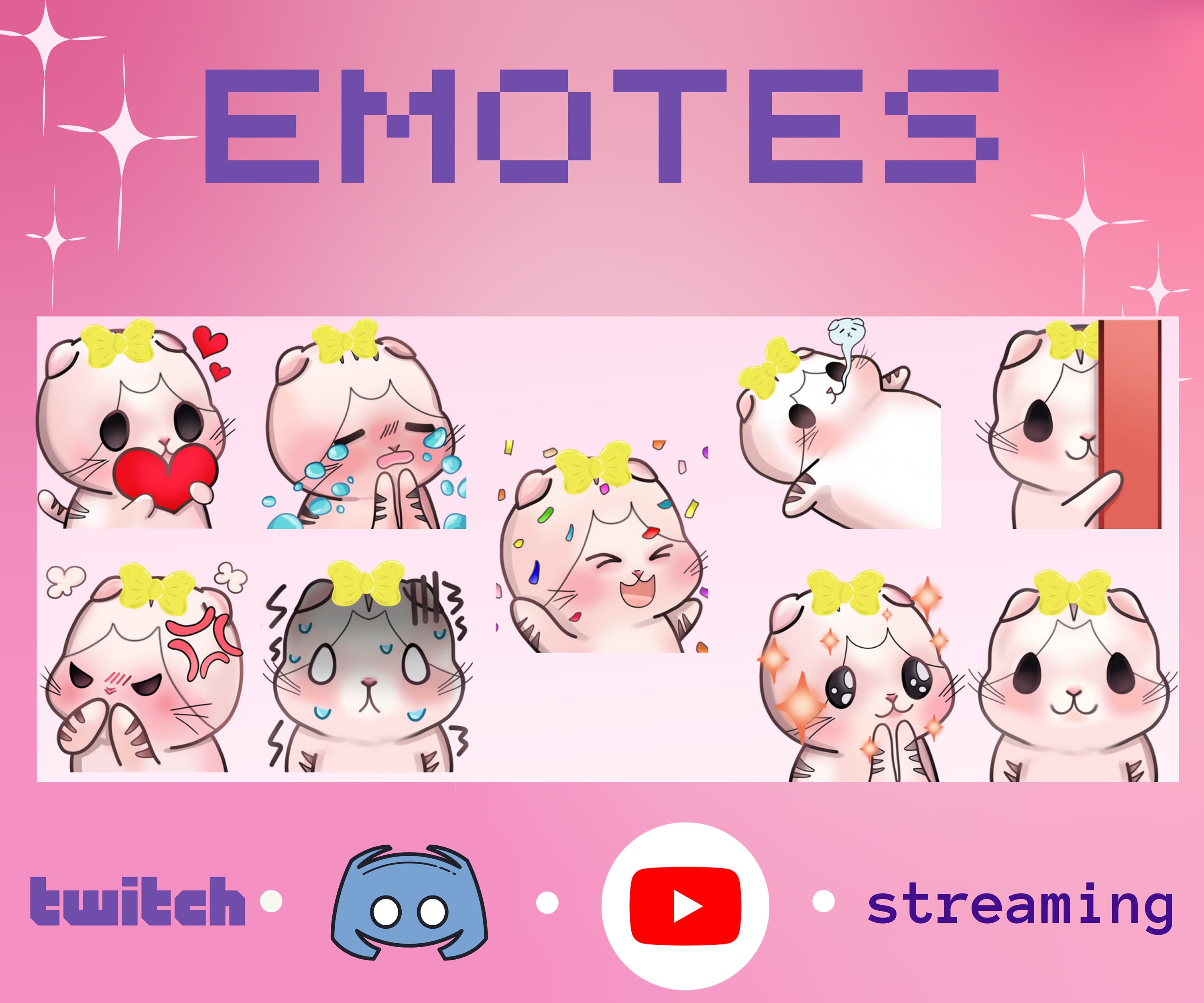 Pink Cat Emotes, Twitch Emotes, Cute Emote, Emote for Twitch, Discord ...
