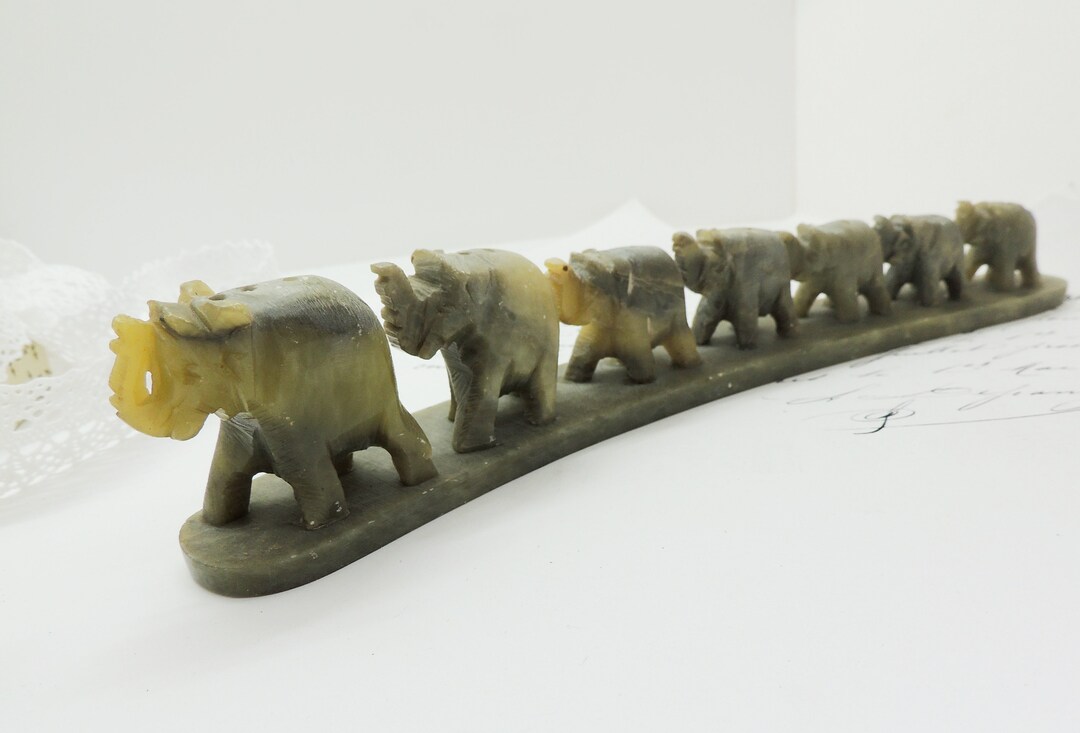 Vintage Soap Stone Elephant Sculpture Carving Herd of Elephants - Etsy