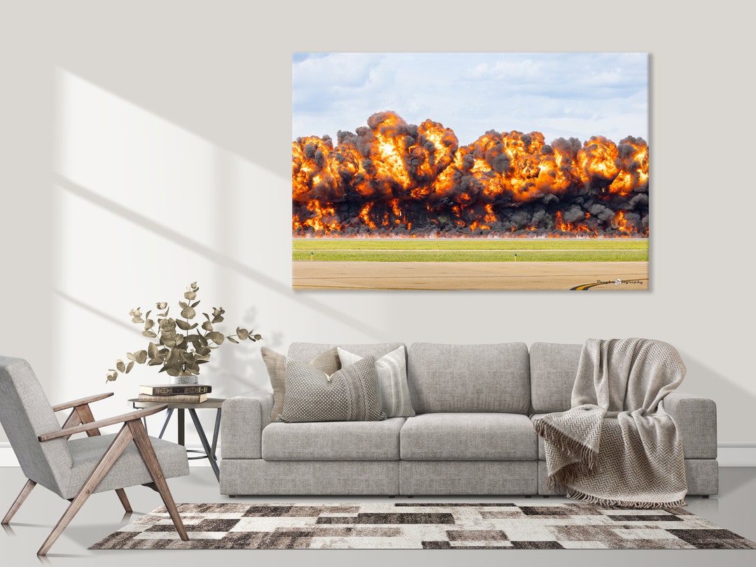 Row of Explosions Bomb Explosion Wall Art Canvas or Framed Print Wall ...