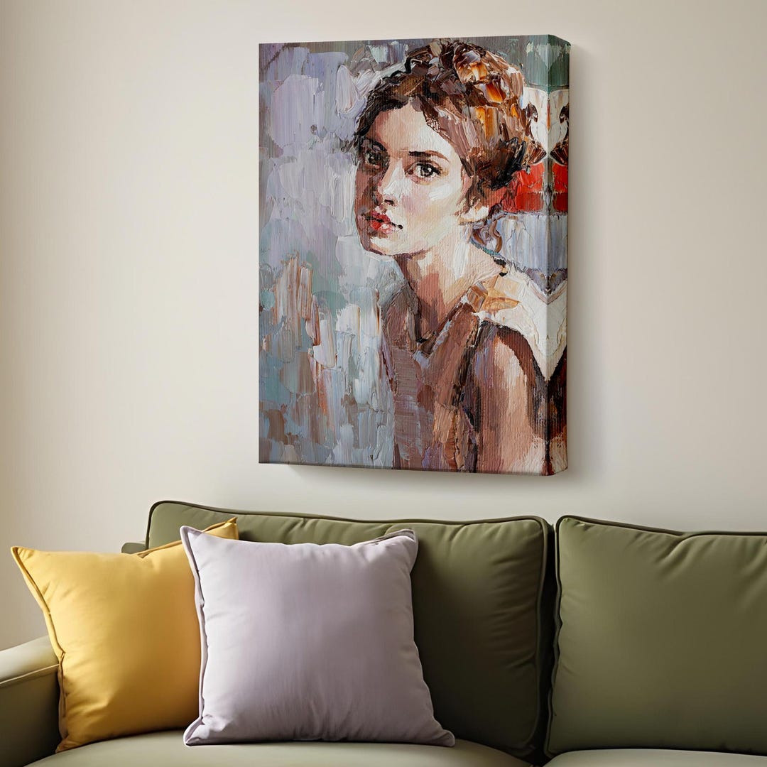 Innocent Young Girl, Oil Painting Look Canvas Art, Housewarming Gift ...
