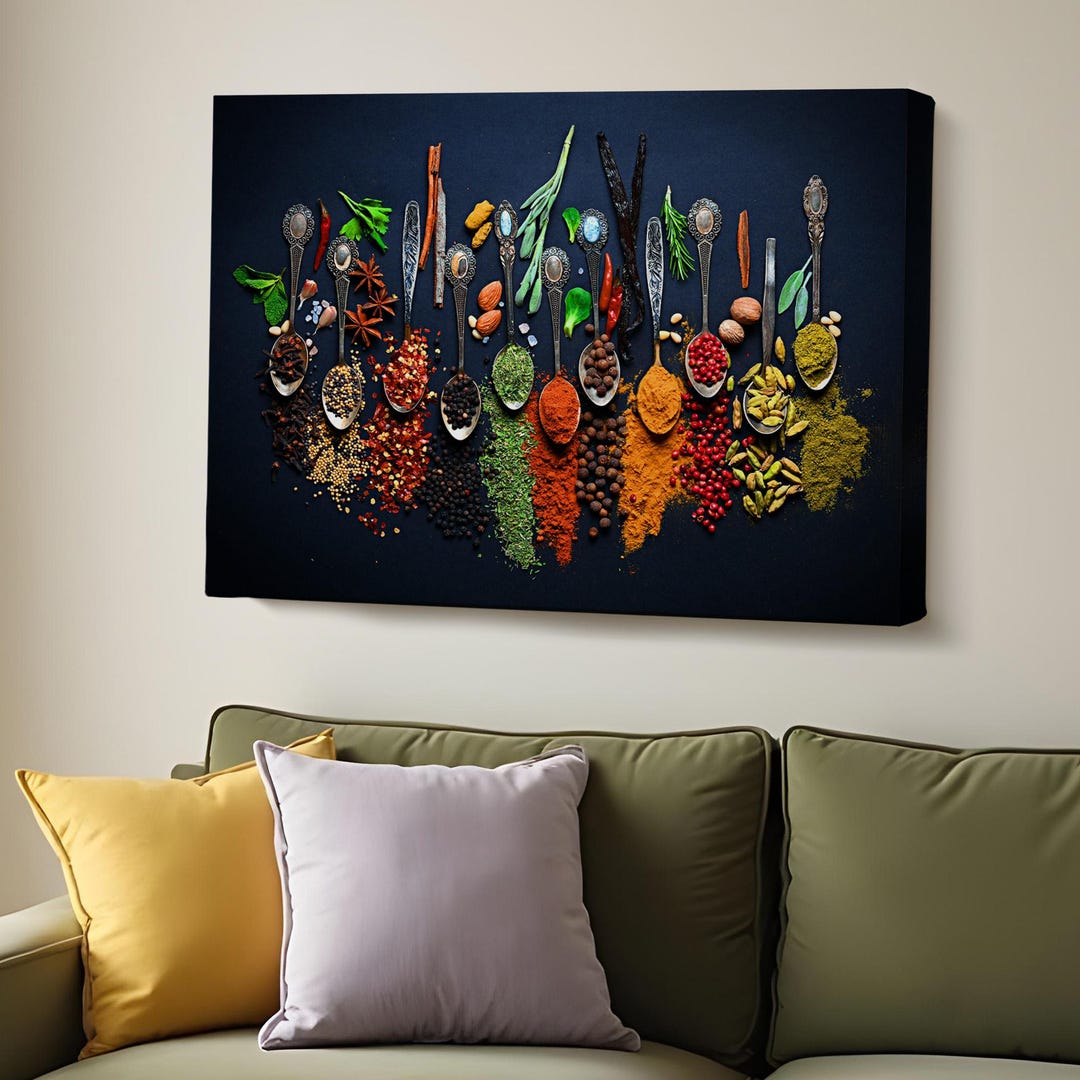 Spices on Kitchen Table Decorative Canvas Art, Kitchen Canvas Wall Art ...