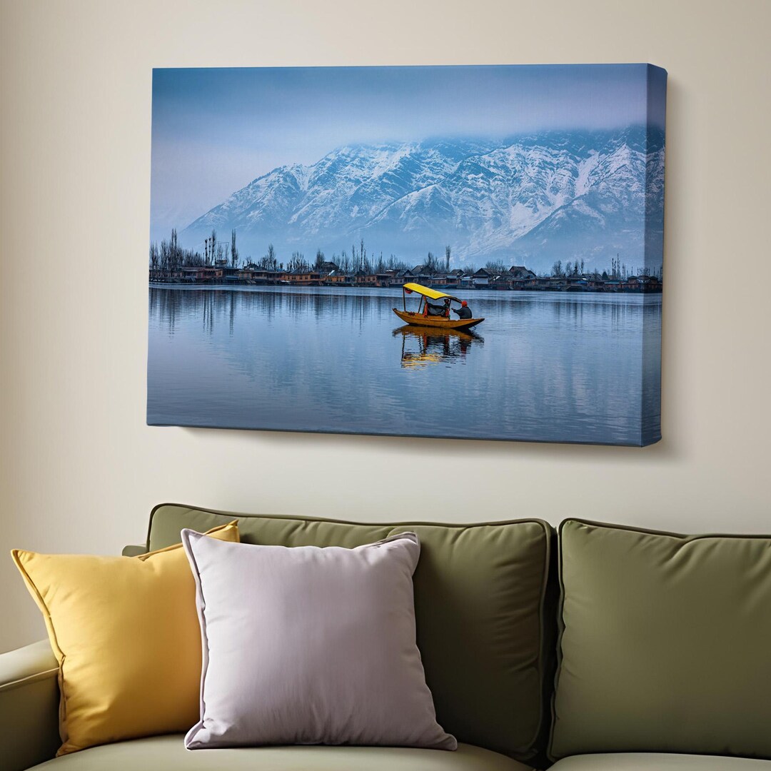Winter Landscape of Srinagar Dal Lake, India Wall Painting, Nature ...