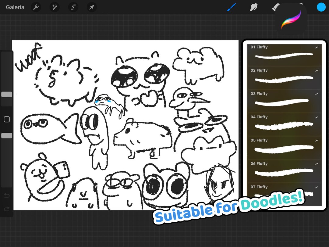 Procreate Cute Fluffy Brushes for Doodles | Sketch | Silly Drawings ...