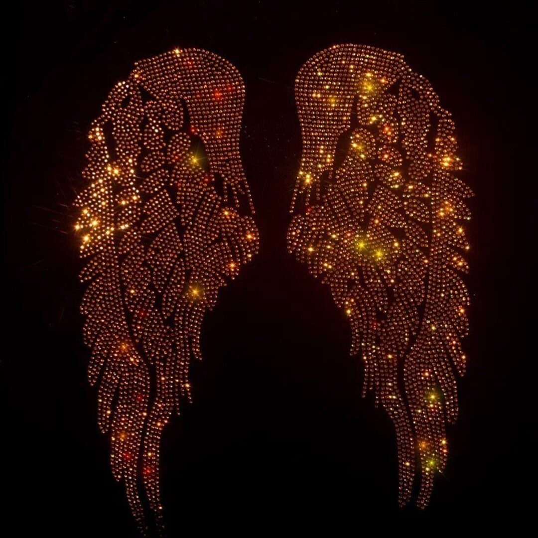 Angel Wings Gold Rheintite Heat Transfer Decal Custom Wing - Etsy